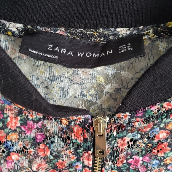Zara | Jackets & Coats | Zara Lace Jacket Floral Lace Bomber Jacket ...